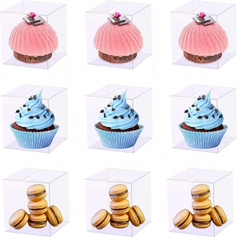 Clear PVC Plastic Boxes 2 X 2 X 2 Inch Plastic Gift Box For Macaron ...